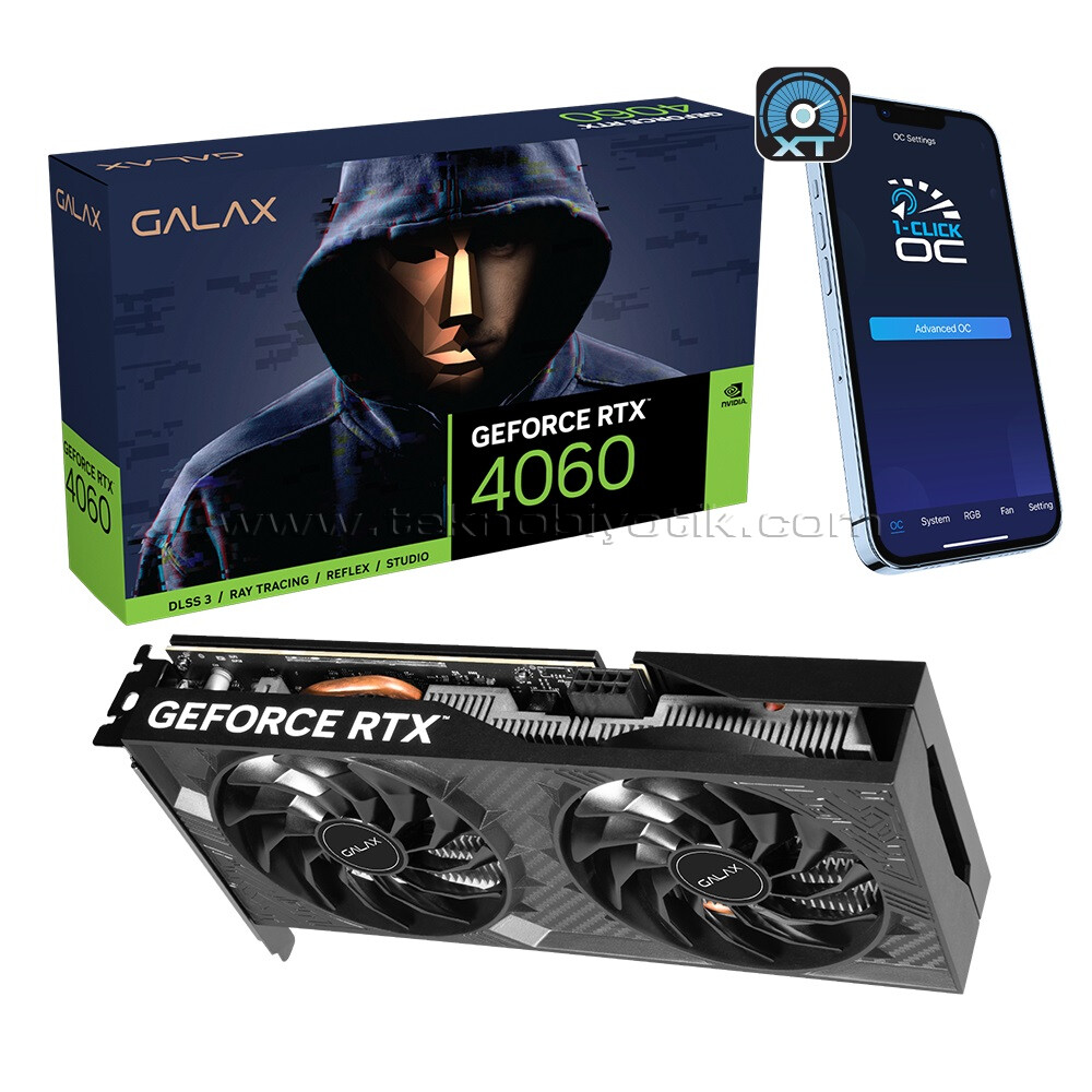 Galax RTX4060 8GB 2X V2 OC 1-Click 8GB 128Bit GDDR6 RTX 4060 Ekran ...