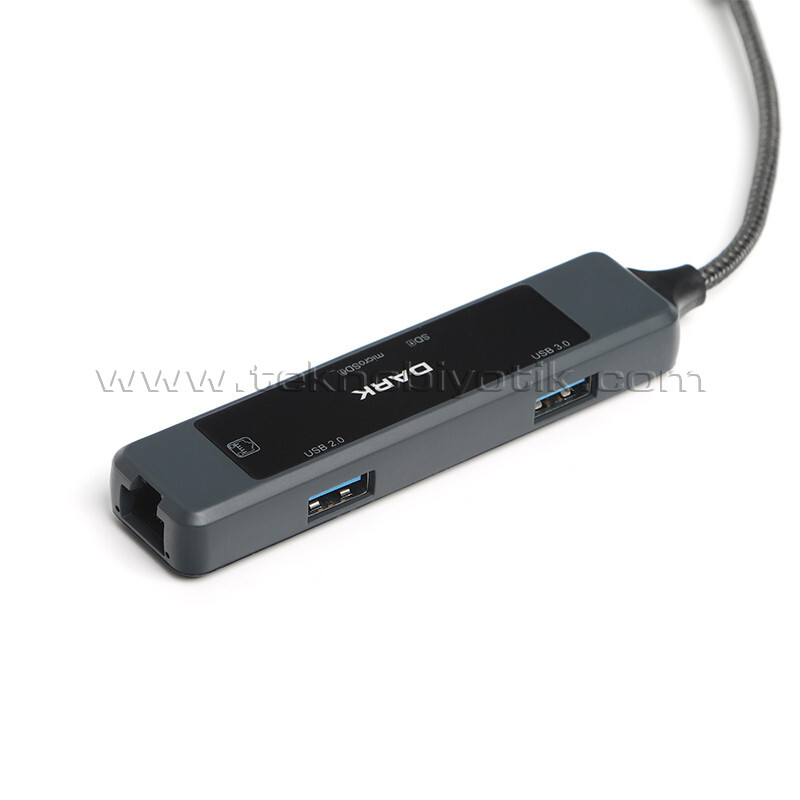 Dark USB-C&A to 5 Port USB 2.0&3.0 MB Ethernet HUB (DK-AC-USB350L ...