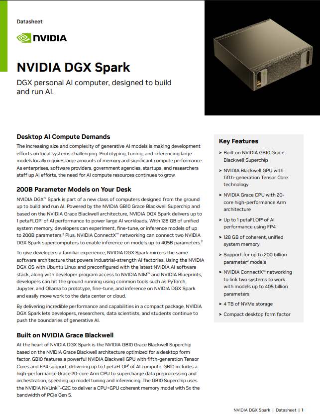 NVIDIA DGX Spark - 4TB Grace Blackwell AI Süper Bilgisayar | Teknobiyotik